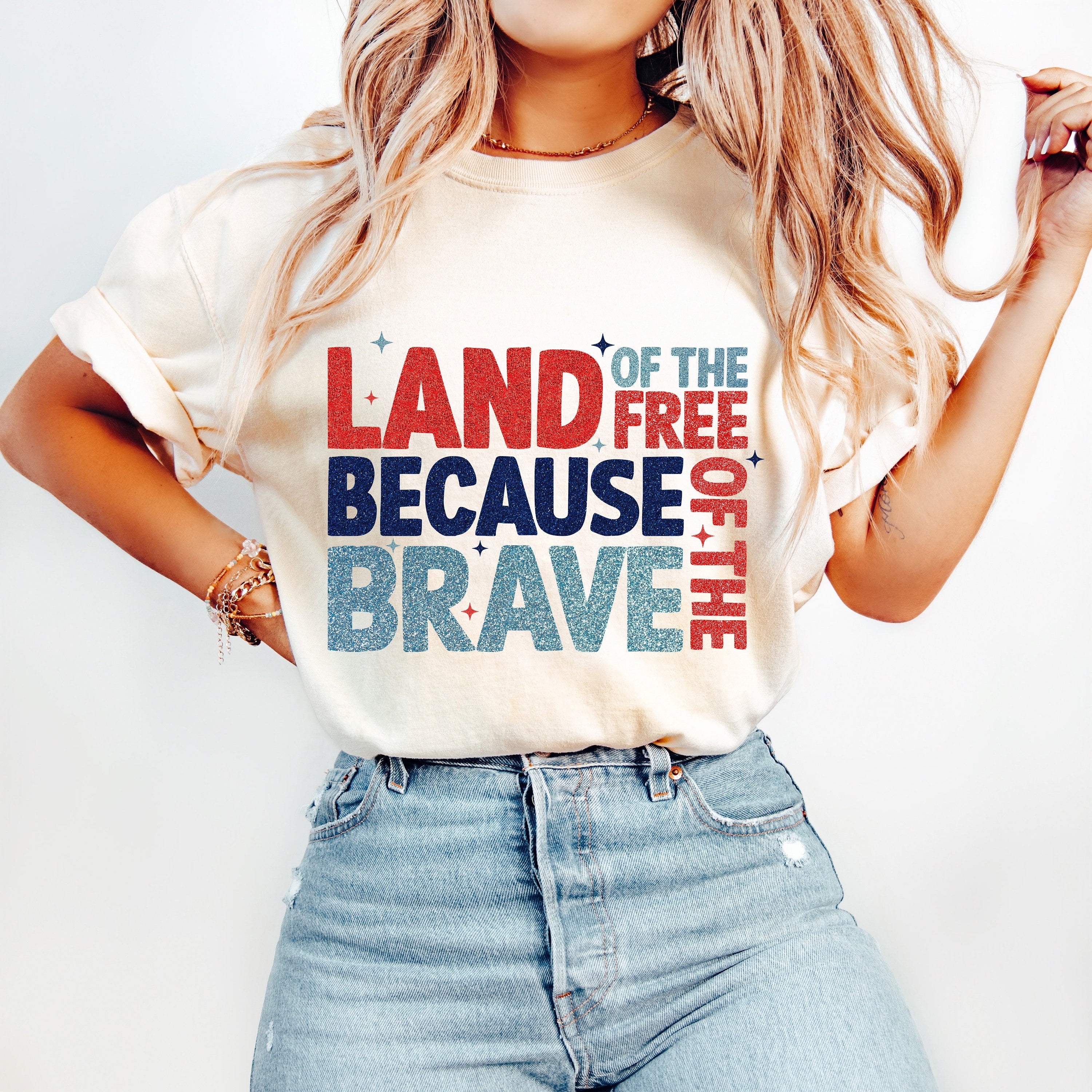 Glitter Memorial Day Tee – American Flag Stars and Stripes Patriotic ...