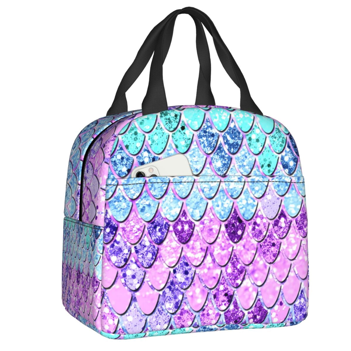 Glitter Mermaid Scales Print Resuable Lunch Box for Women Waterproof ...