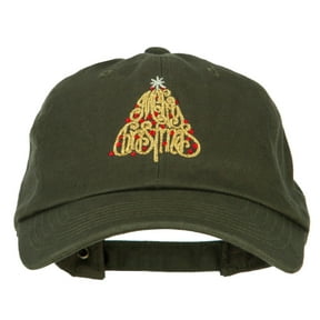 Christmas Hat Ho Ho Ho Embroidered Washed Dyed Cap - Black OSFM ...