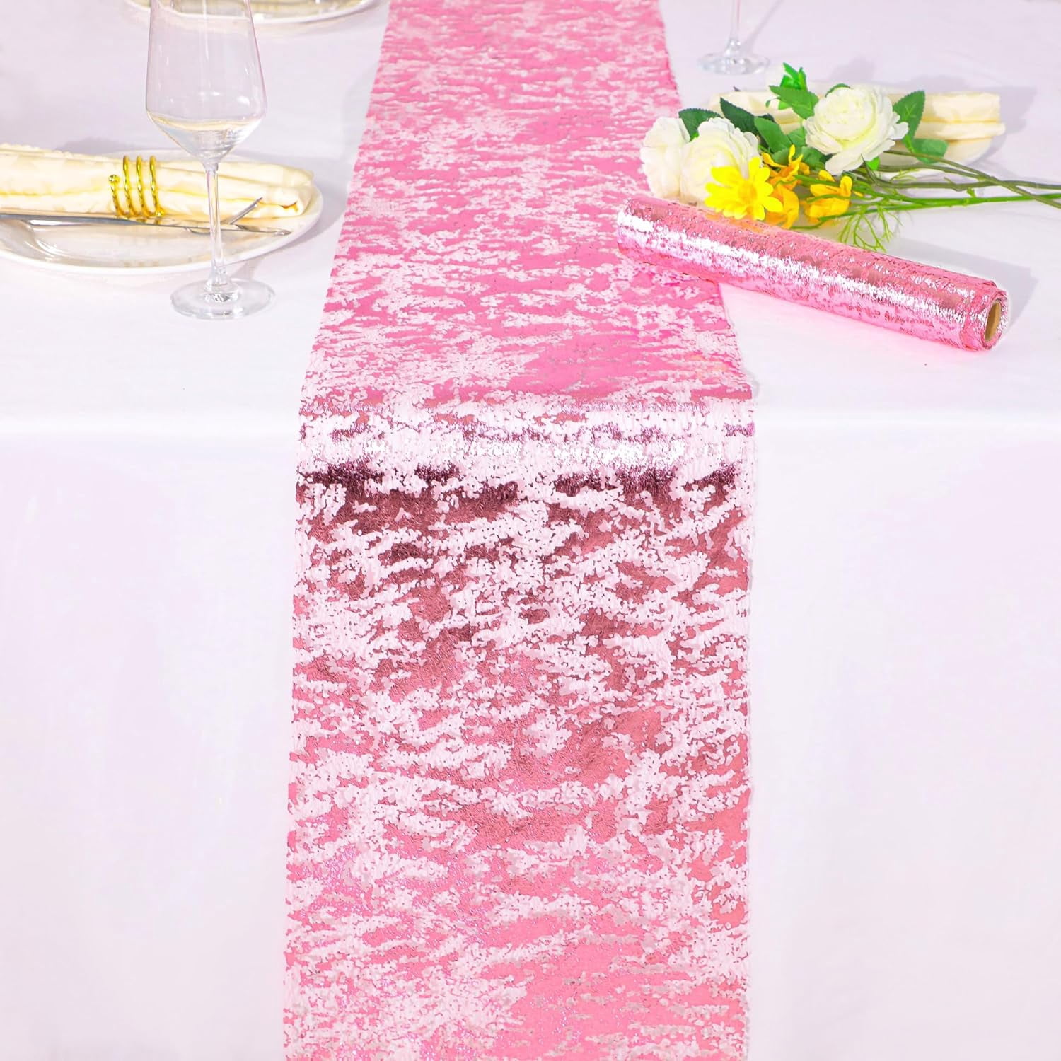 Glitter Metallic Gold Table Runner 11 Inch x 16 Feet Thin Mesh Sparkle ...