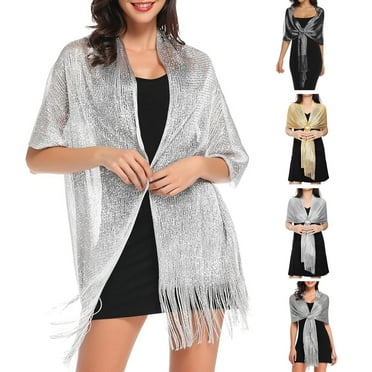 Women's Wedding Evening Shawl and Wrap Glitter Metallic Party Dresses ...