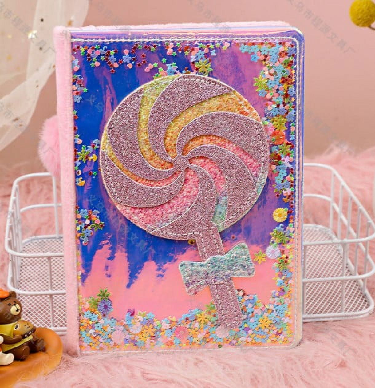 Glitter Notebook Fluffy Notepad Cartoon Writing Notebook Lovely ...