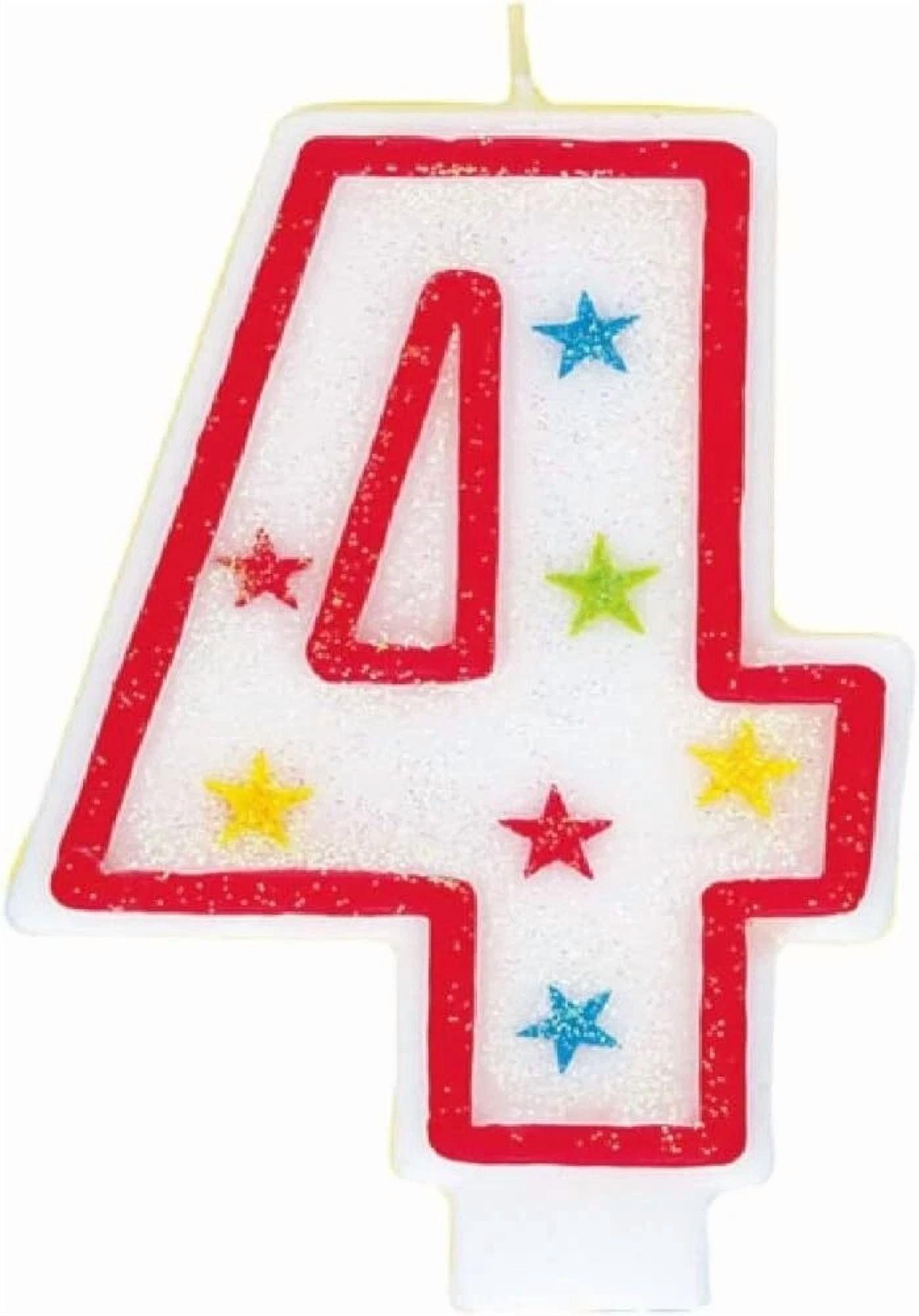 Glitter Number 4 Birthday Candle & Happy Birthday Cake Topper - Walmart.com