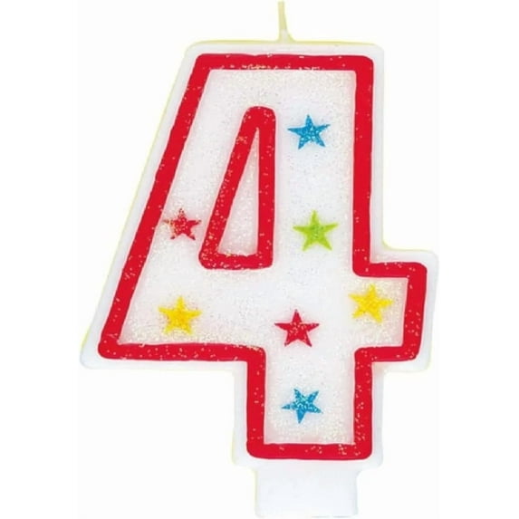 Glitter Number 4 Birthday Candle & Happy Birthday Cake Topper - Walmart.com