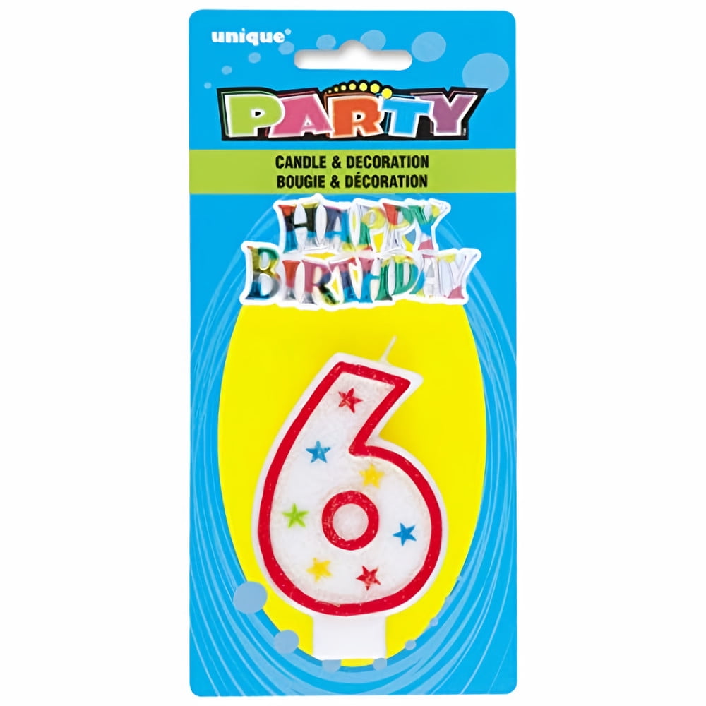 Unique Glitter Number 6 Birthday Candle & Happy Birthday Cake Topper ...