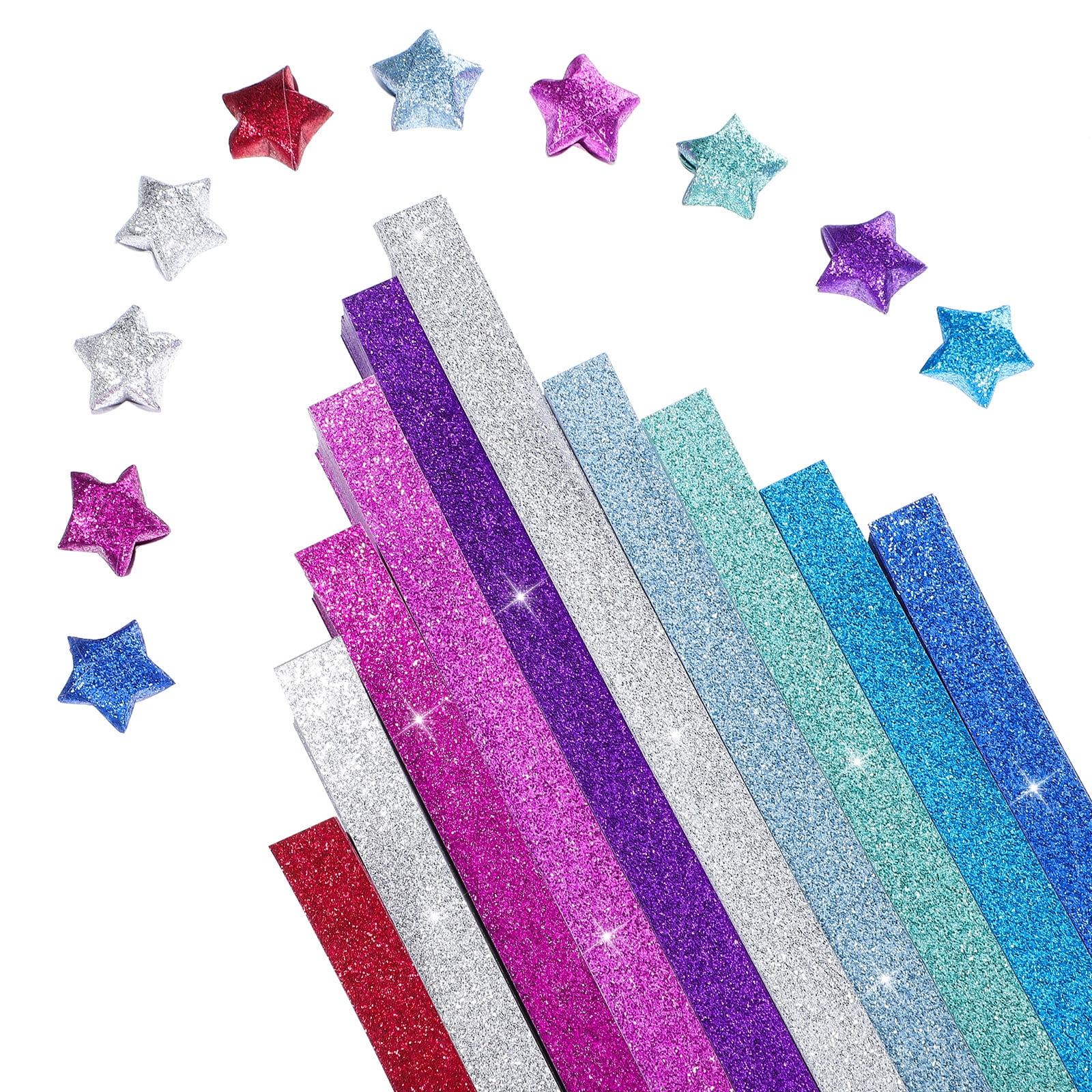 MUSEYA Glitter Origami Star Paper Strips For Birthdays 1040Pcs 9.4In ...