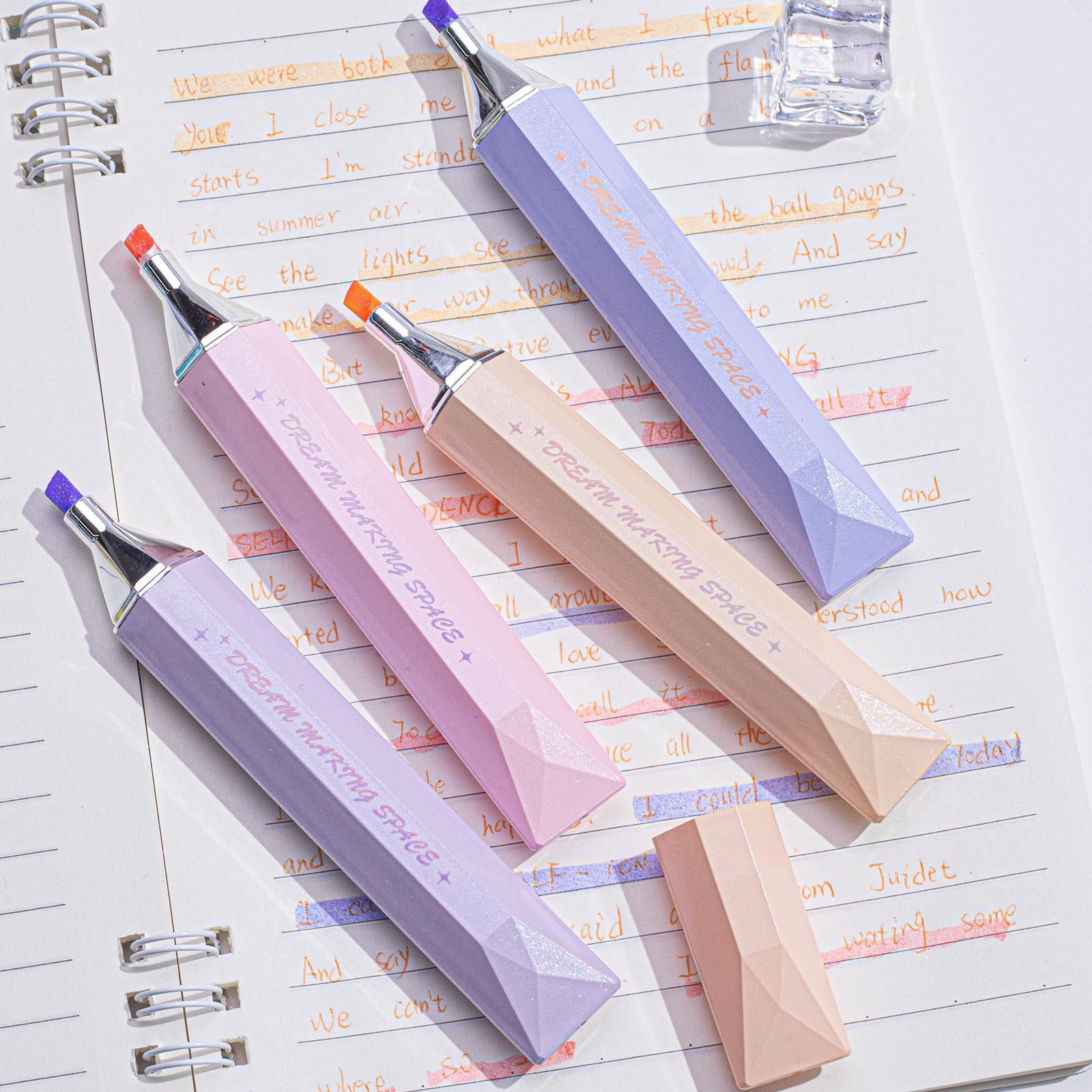 Glitter Pastel Highlighter,Set of 4 Pcs Cute Aesthetic Highlighters ...