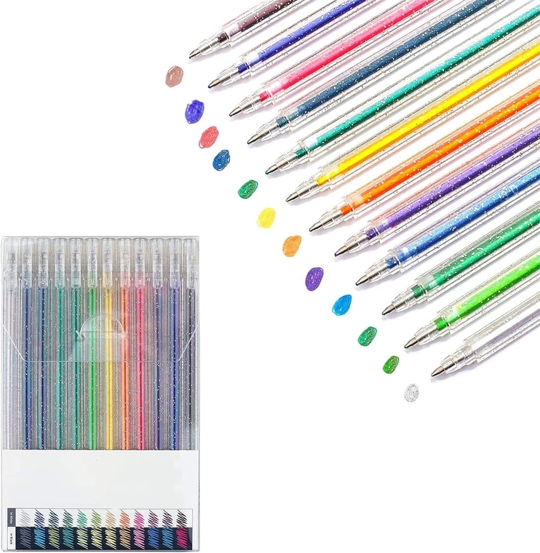 Glitter Pens, Retractable Metallic Sparkle Colorful Glitter Gel Ink Pen ...