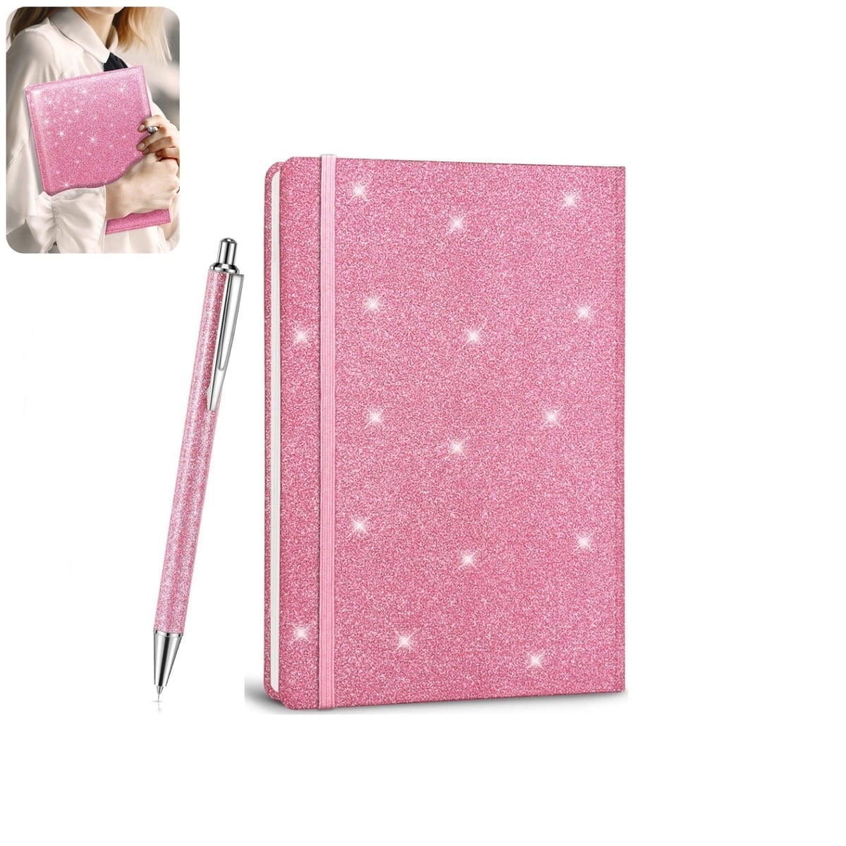 Glitter Pens and Notepads Set,200 Lined Pages, No-Shed Sparkle Journal ...