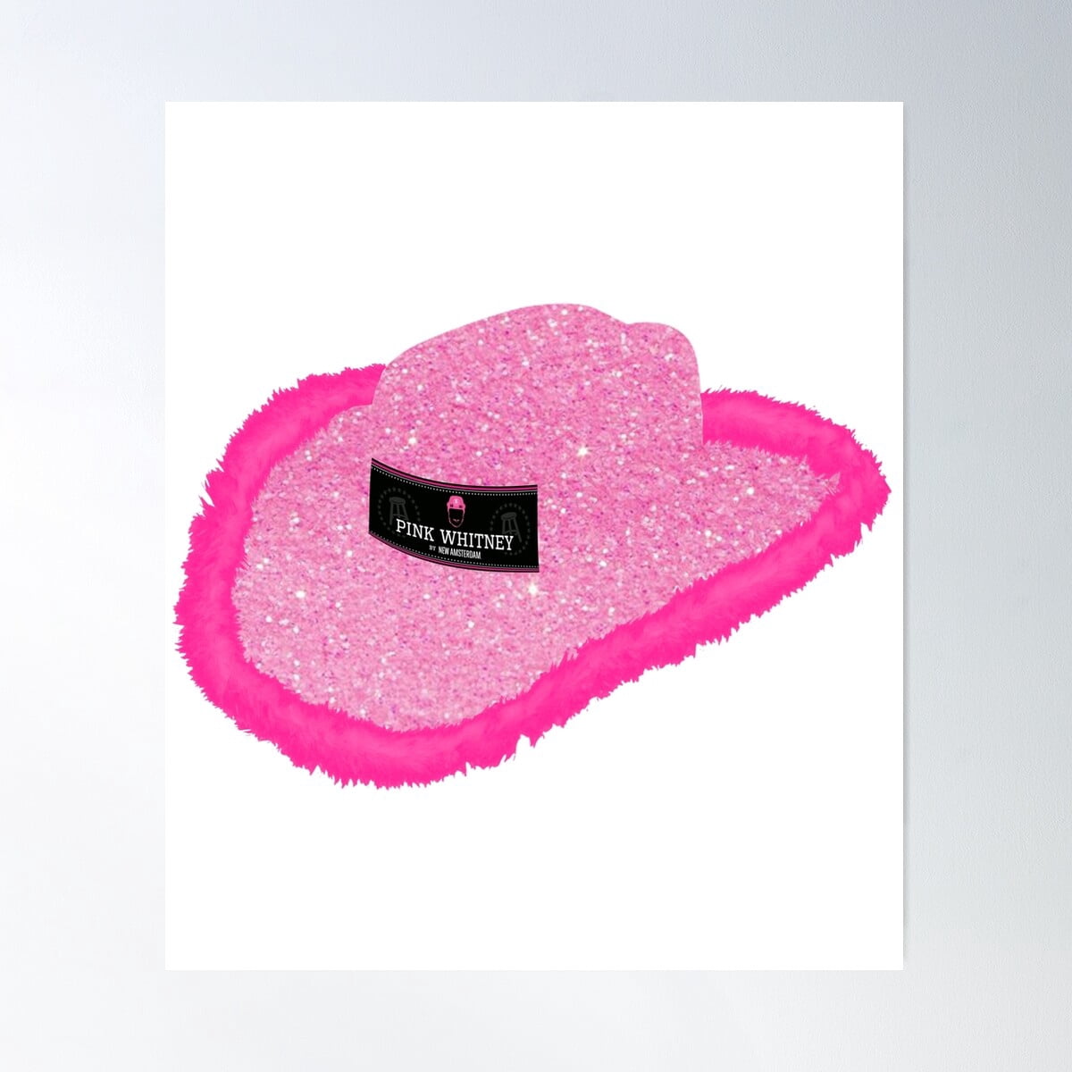 Glitter Pink Whitney Cowboy Hat Poster Wall Art, Modern Wall Decor For ...