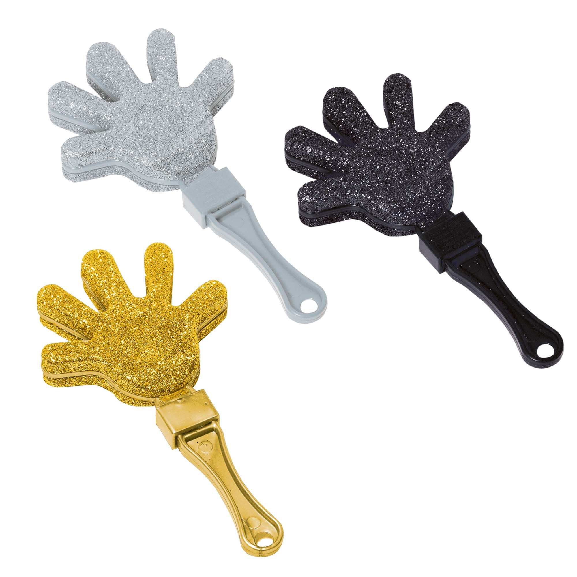 Glitter Plastic Hand Clapper Value Pack - Black, Silver & Gold ...
