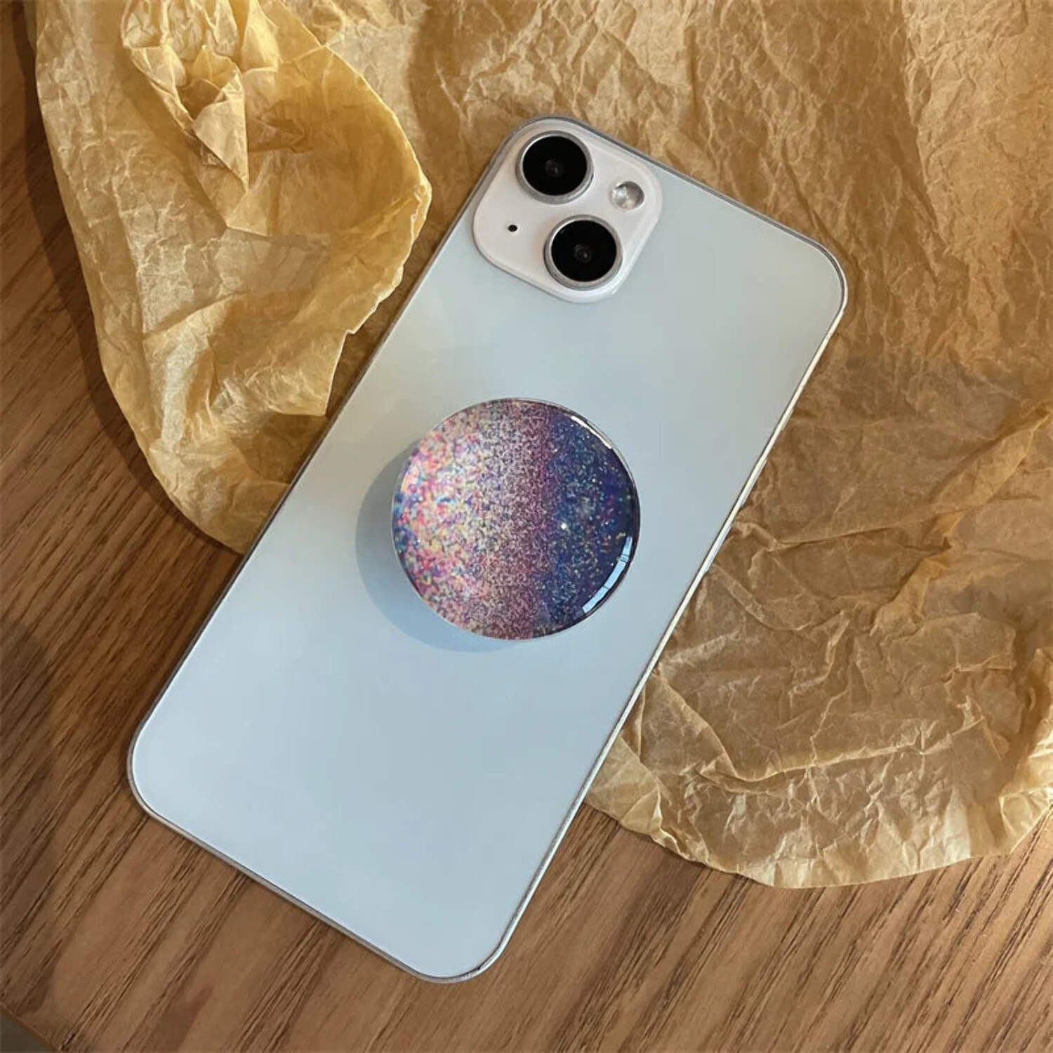 Glitter Popular Transparent Starry Sky Laser Bracket High Quality Grip Tok Folding Mobile Phone ...