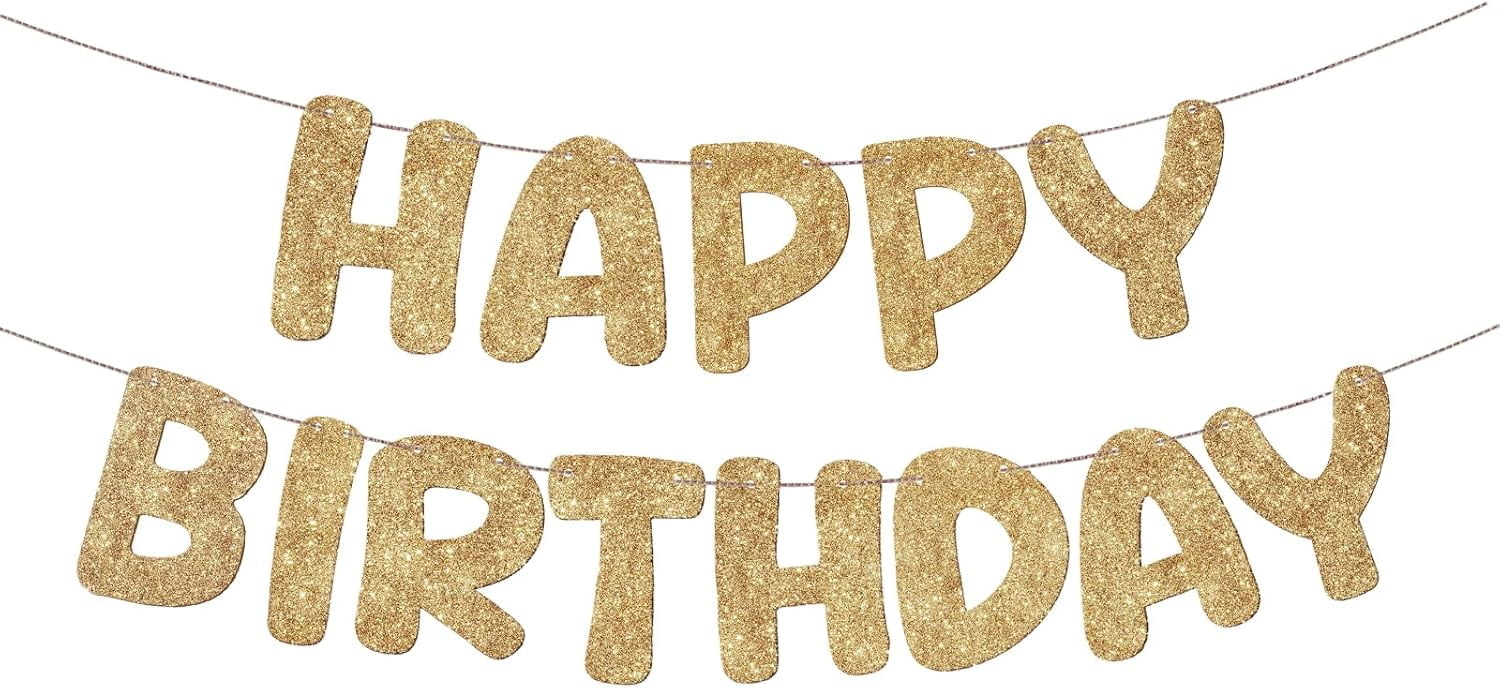 Glitter Pre Strung Happy Birthday Banner Party Decorations Happy ...