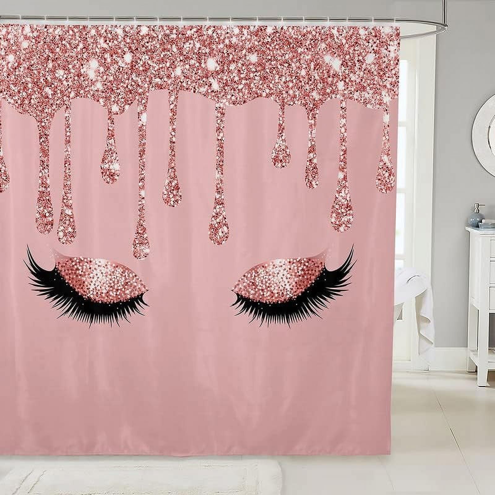 Glitter Print (No Glitter) Eyelash Bath Curtain Eyes Pattern Design ...