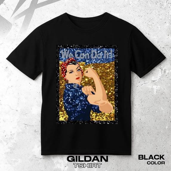 Glitter Print Rosie The Riveter Feminist Icon We Can Do It Unisex T ...