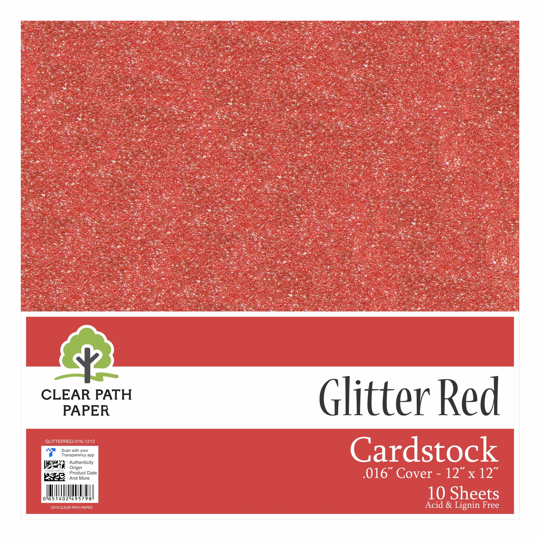 Glitter Red Cardstock - 12 x 12 inch - .016" Thick - 10 Sheets - Clear ...