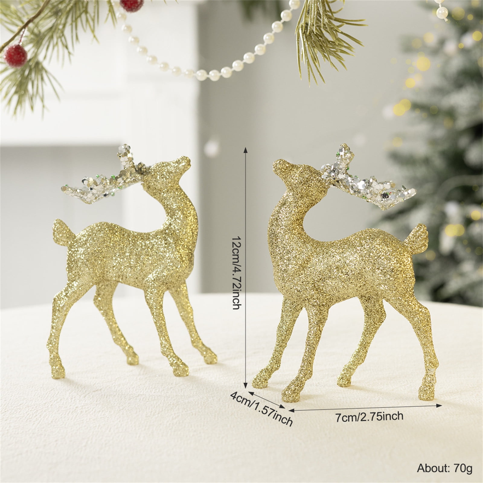 Glitter Reindeer Christmas Ornament Hanging Decoration with Photo Prop ...