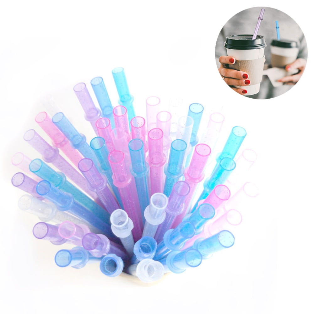 Glitter Reusable Straws, Clear Plastic Straws with Sparkling Effect for ...