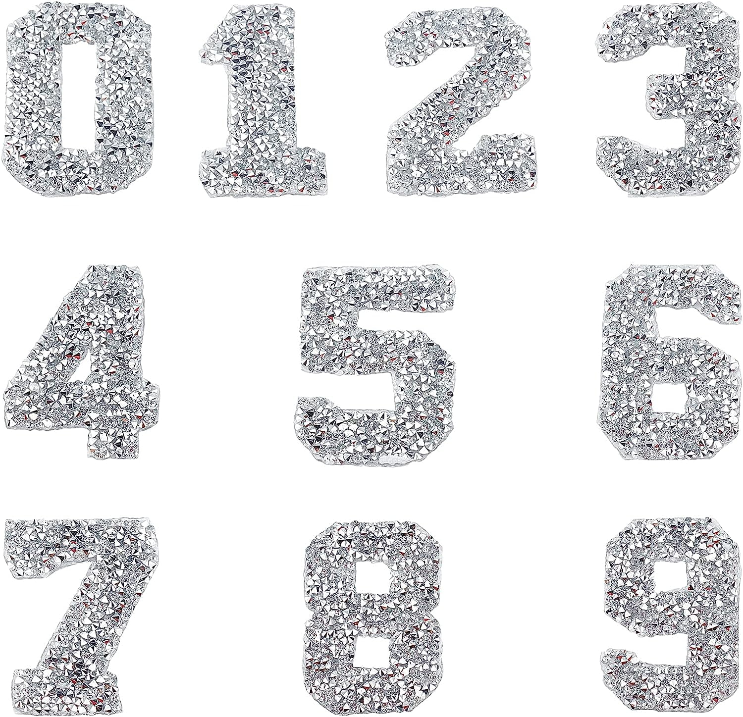 Glitter Rhinestone Number Stickers 0-9 Numbers 2.7 Inch High Self ...