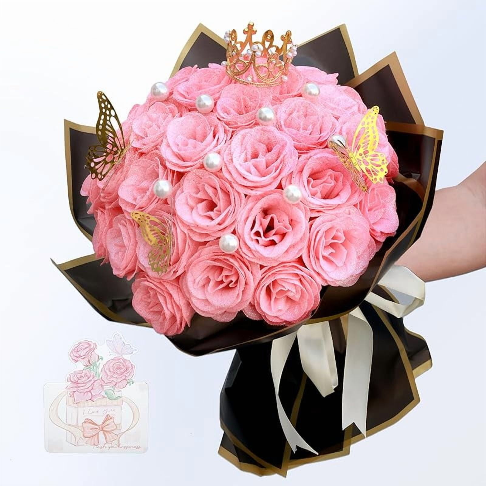 Glitter Roses Bouquet, Shiny Artificial Roses Flowers with Stems DIY ...