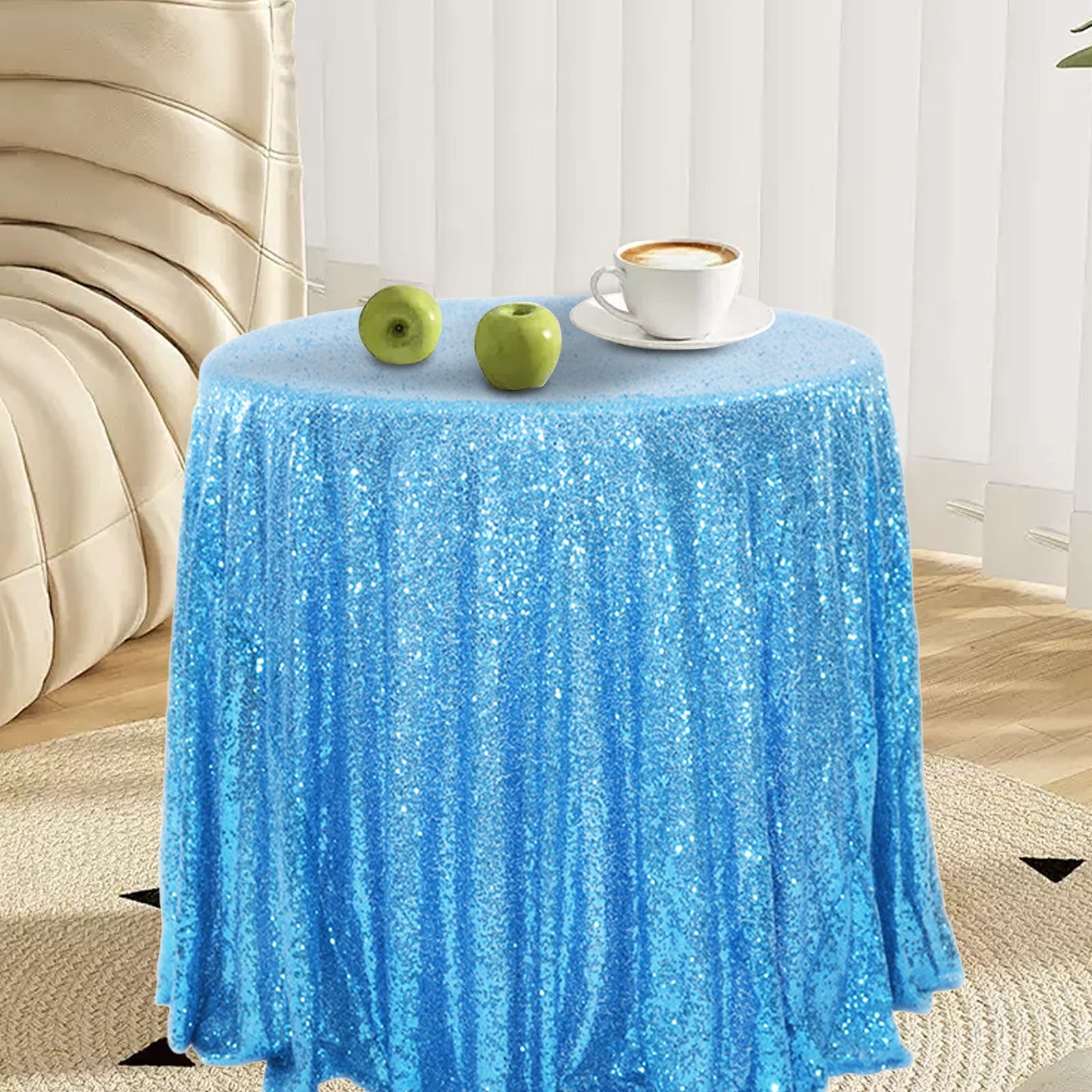 Glitter Round Tablecloth 47X47 Inches for Wedding Parties, Sparkling ...