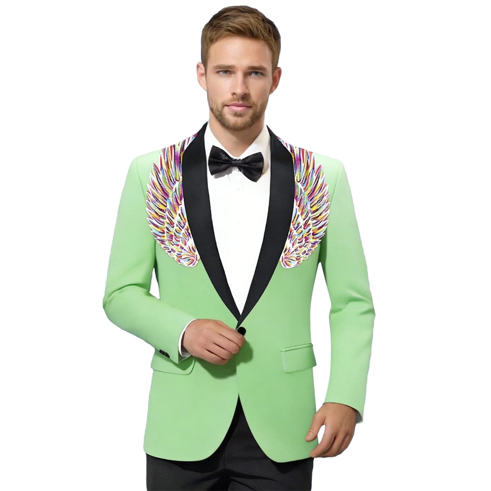 Glitter Sequin Wing Design Stage Performance Jacket for Men, Formal ...