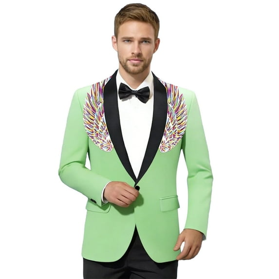 Glitter Sequin Wing Design Stage Performance Jacket for Men, Formal ...