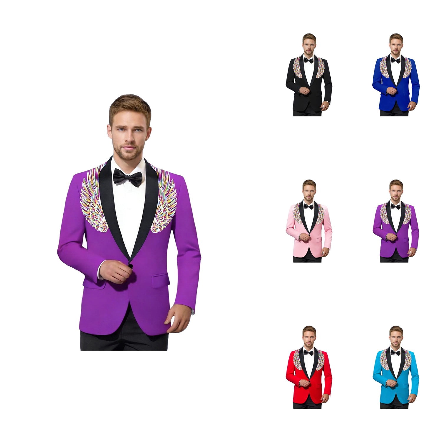 Glitter Sequin Wing Design Stage Performance Jacket for Men, Formal ...