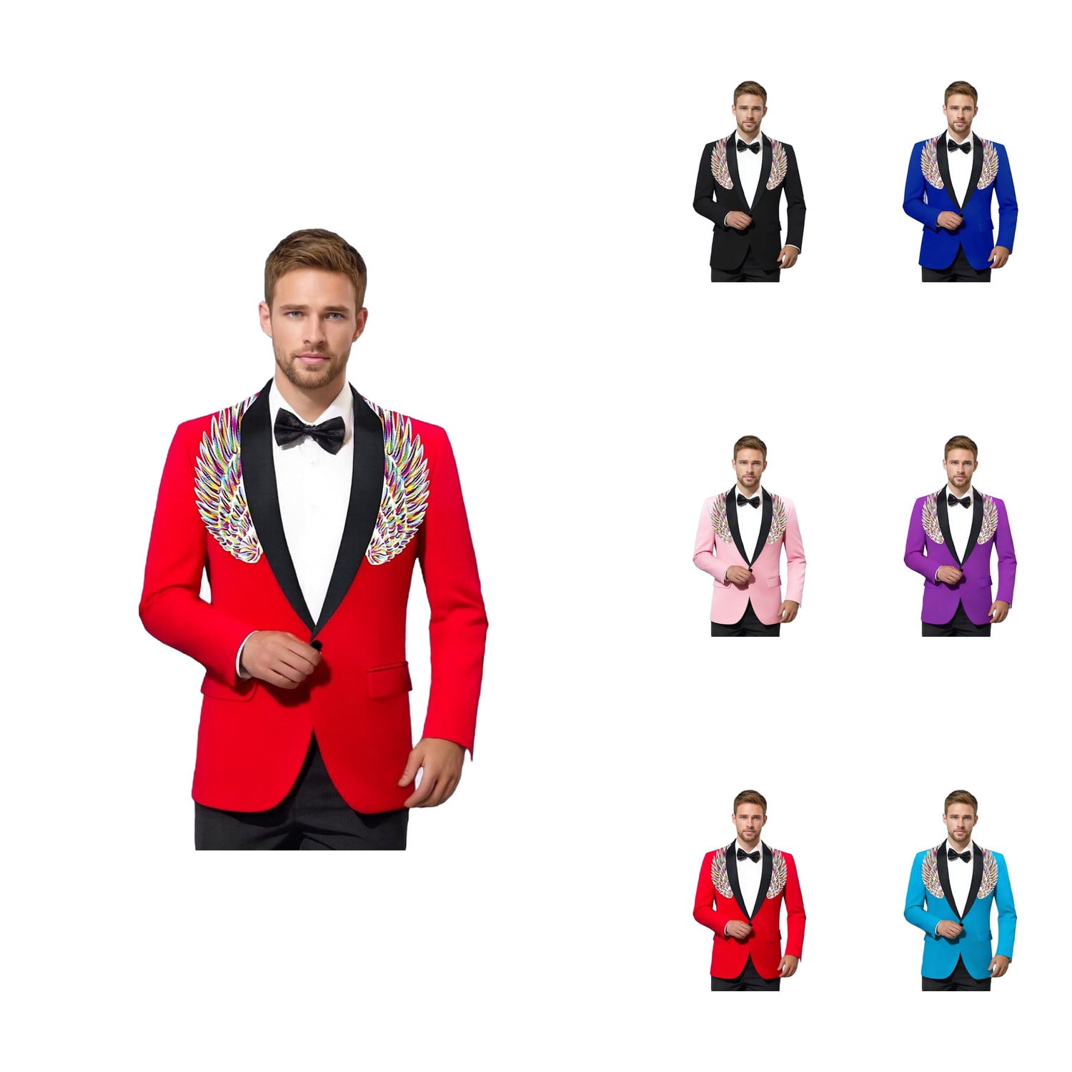 Glitter Sequin Wing Design Stage Performance Jacket for Men, Formal ...