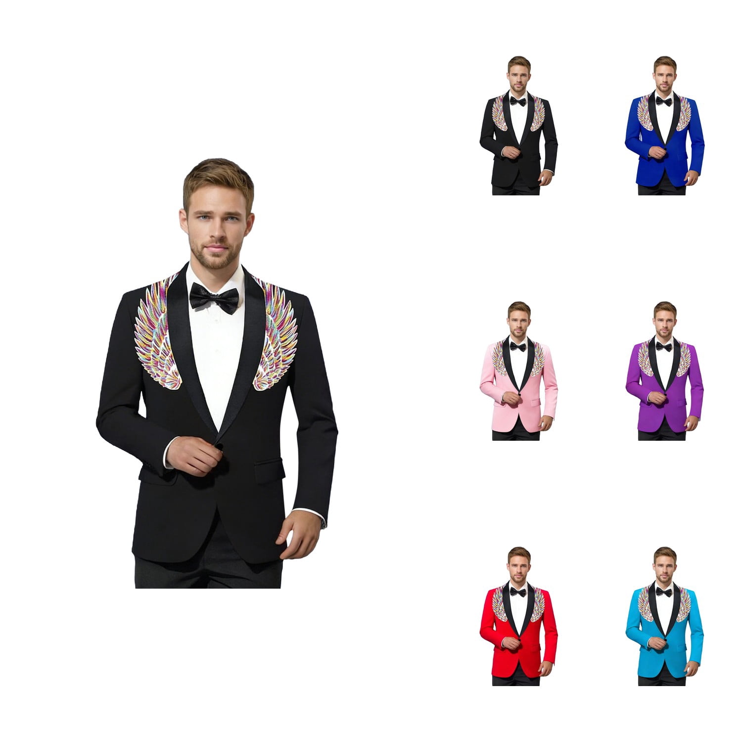 Glitter Sequin Wing Design Stage Performance Jacket for Men, Formal ...