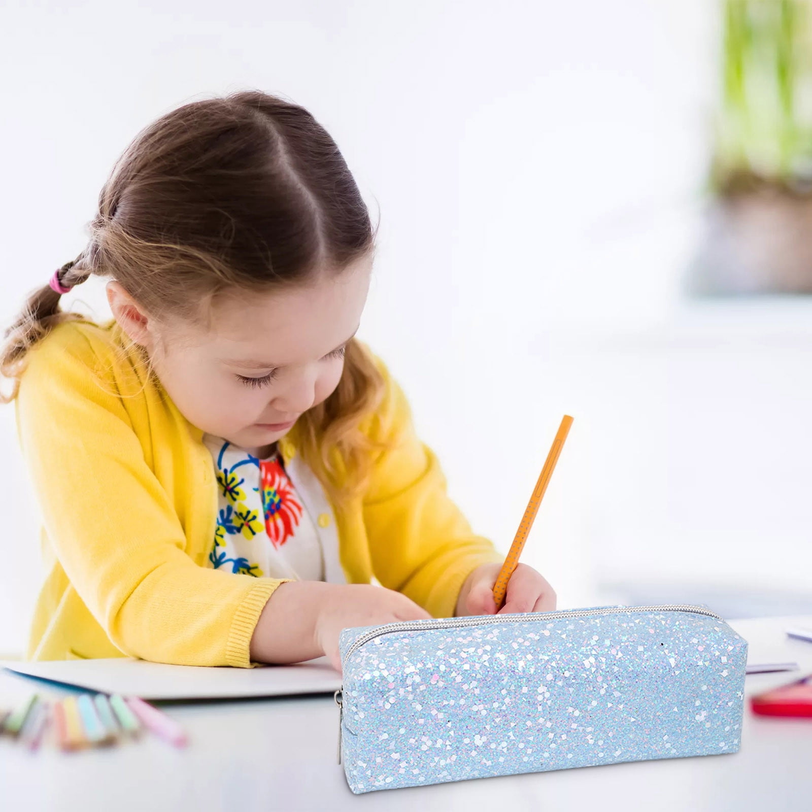 Glitter Sequins Pen Bag Learning Stationery Bag Stationery Zipper ...