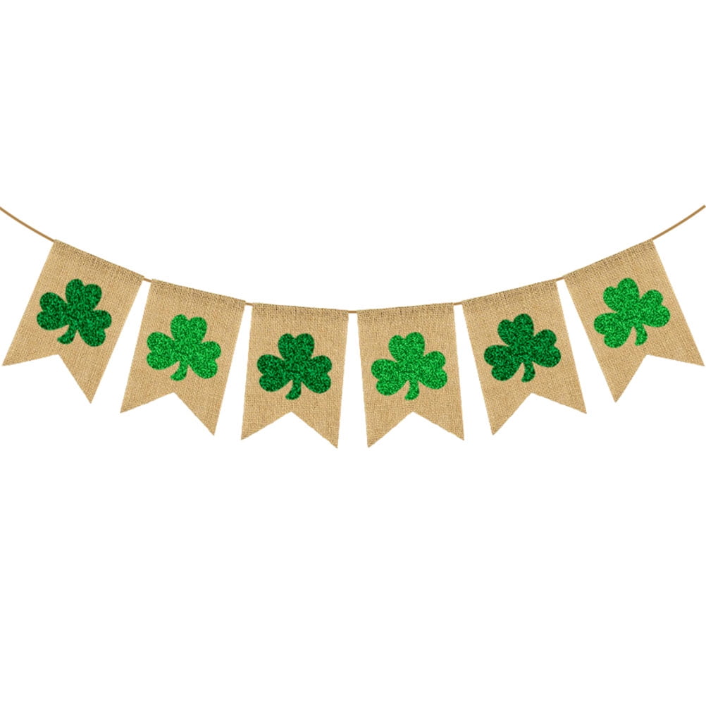 Glitter Shamrock Bunting Set St. Patricks Day Party Decoration Linen ...