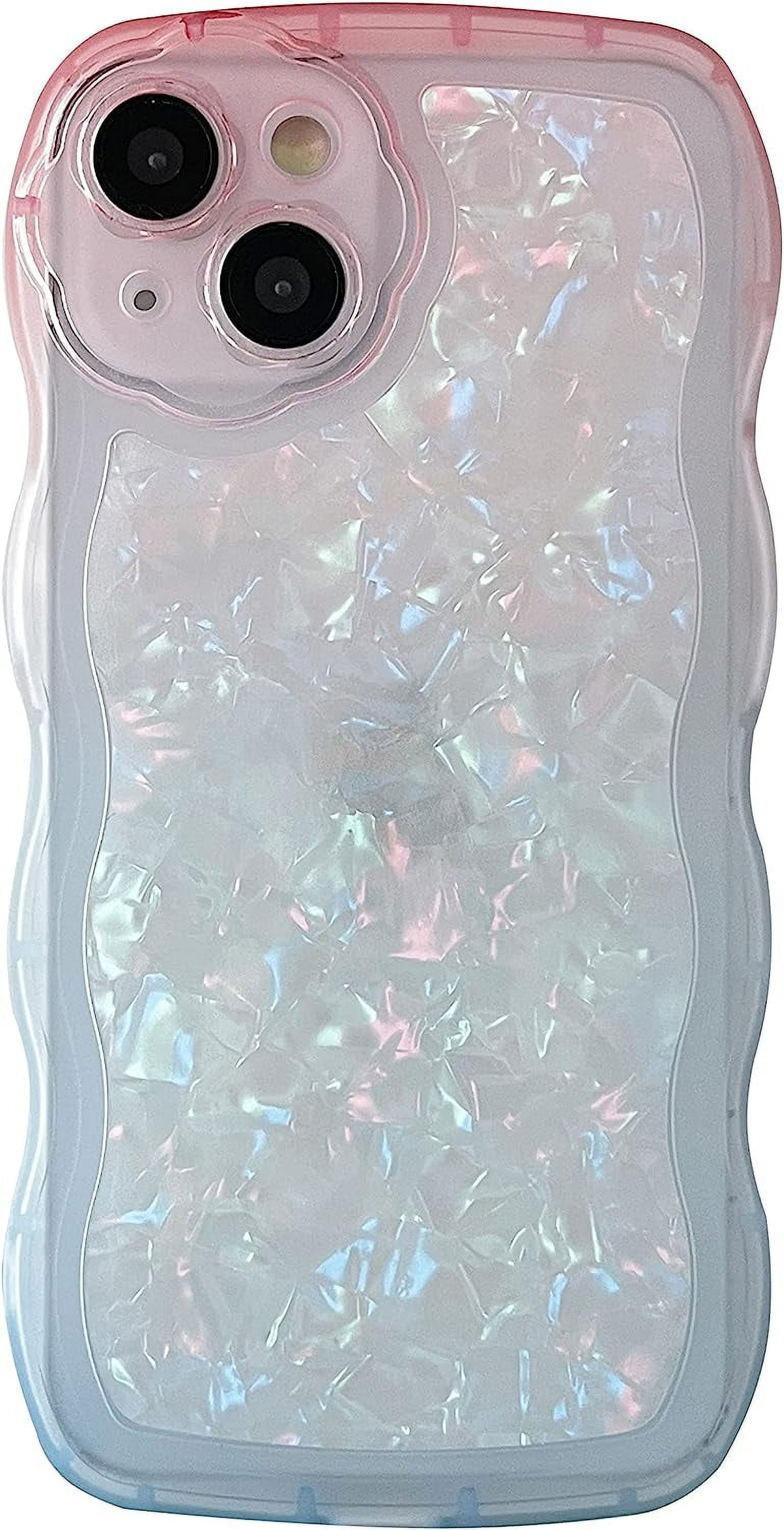 Glitter Shell Pattern Bling Sparkling Curly Wave Frame Clear Soft Compatible with iPhone Case ...