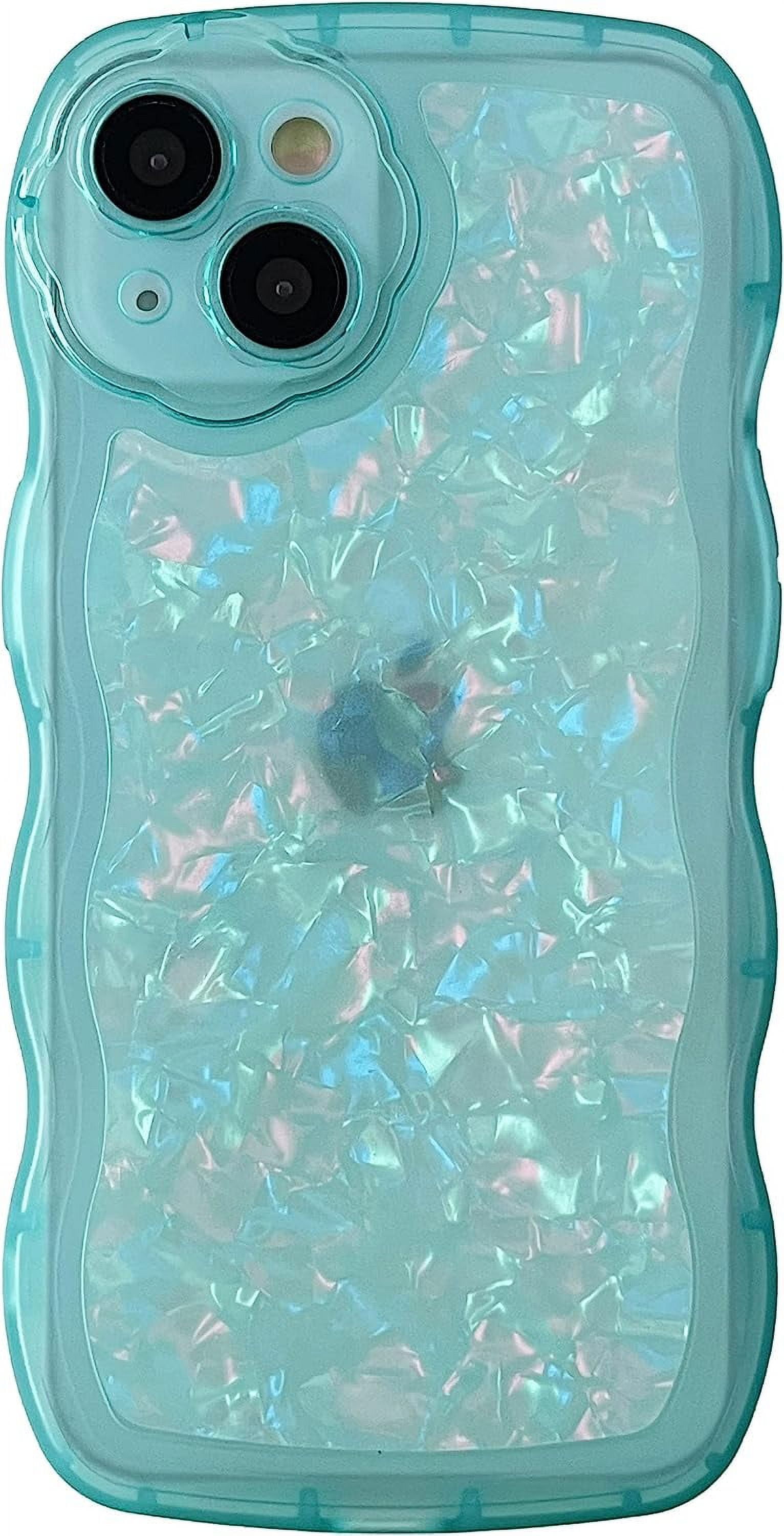 Glitter Shell Pattern Bling Sparkling Curly Wave Frame Clear Soft Compatible with iPhone Case ...