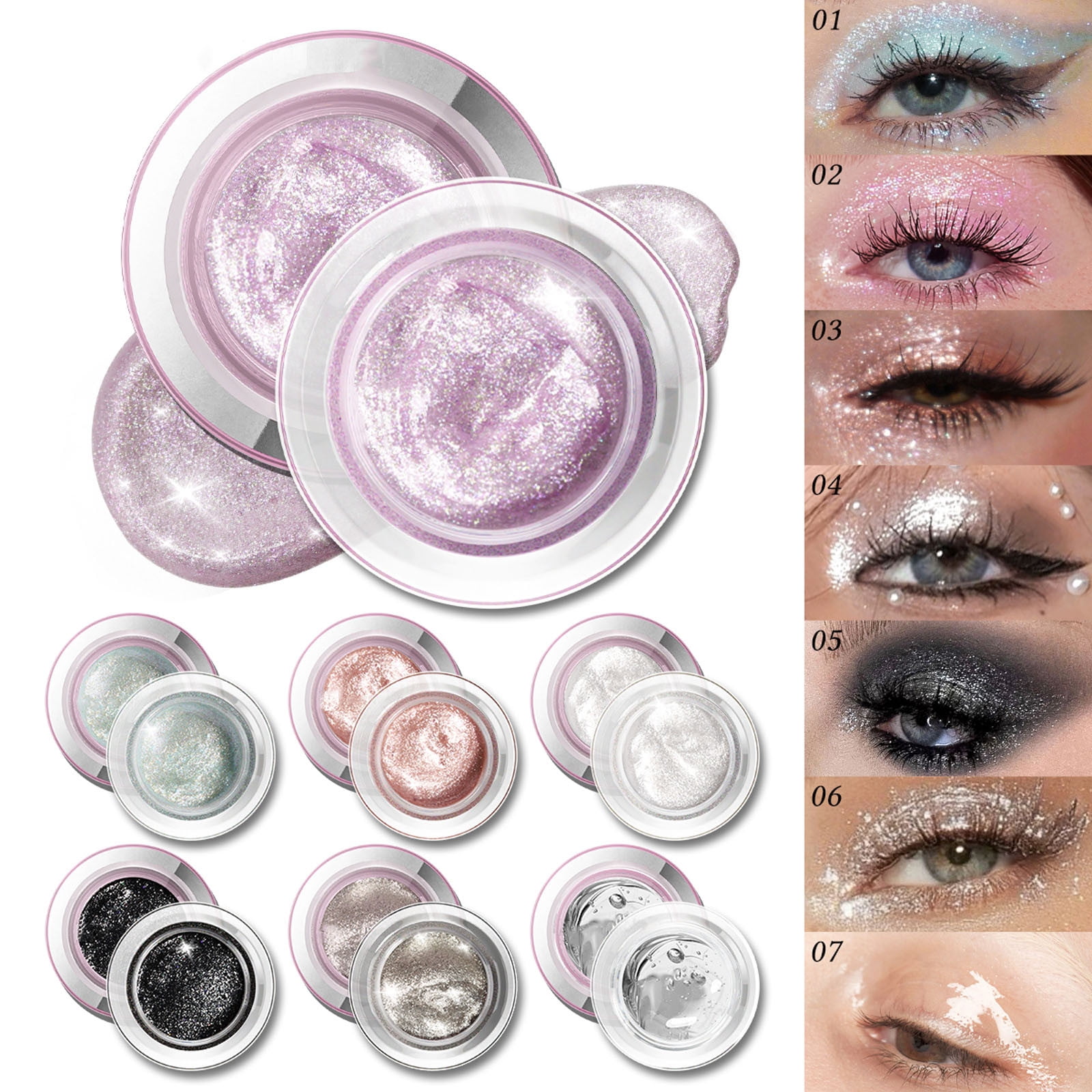 Glitter Shimmer Metallic Eyeshadow Cream,Long-Lasting Eye Makeup Primer ...
