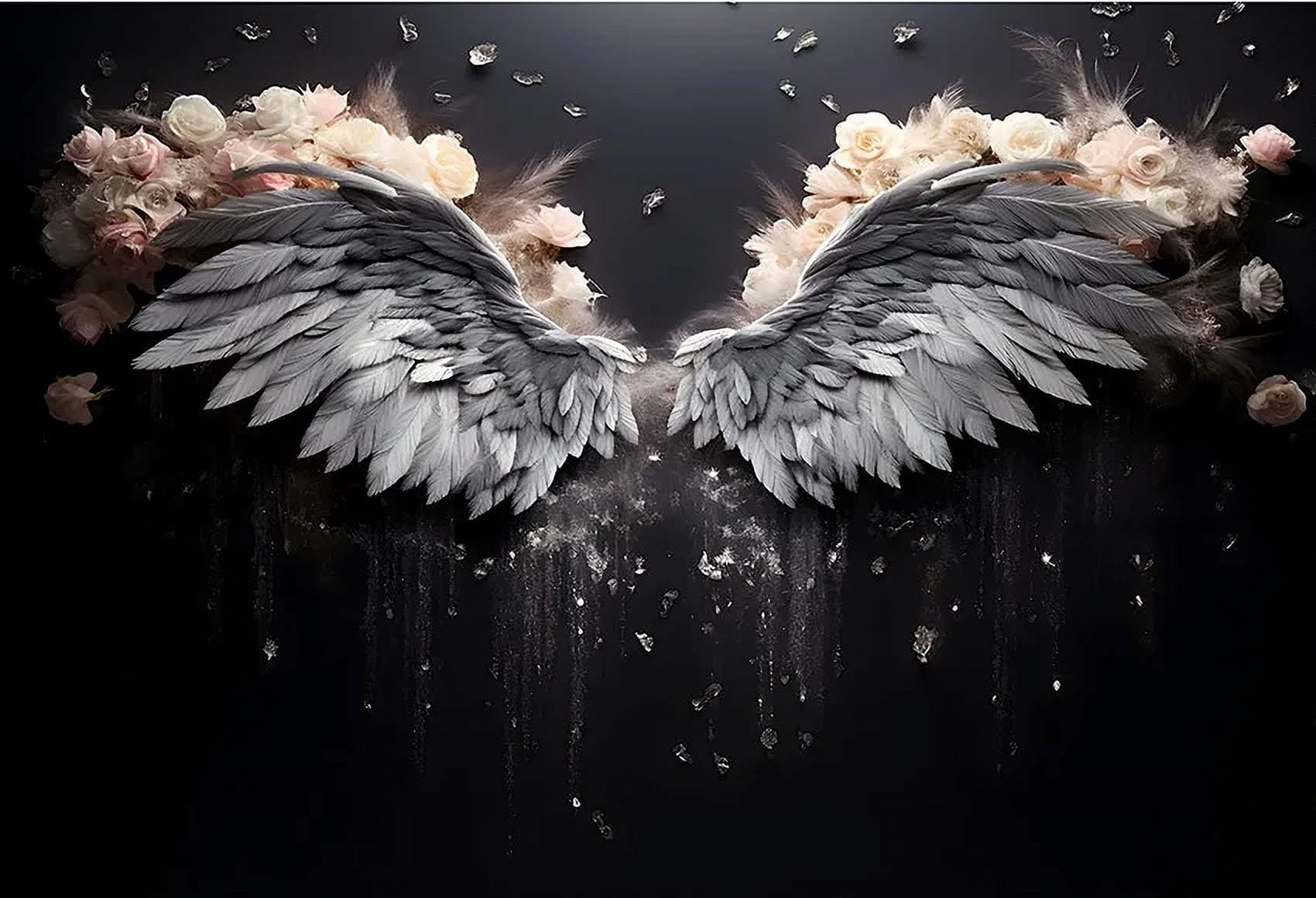 Glitter Silver Angel Wings Adult Birthday Wedding Maternity Portrait r ...