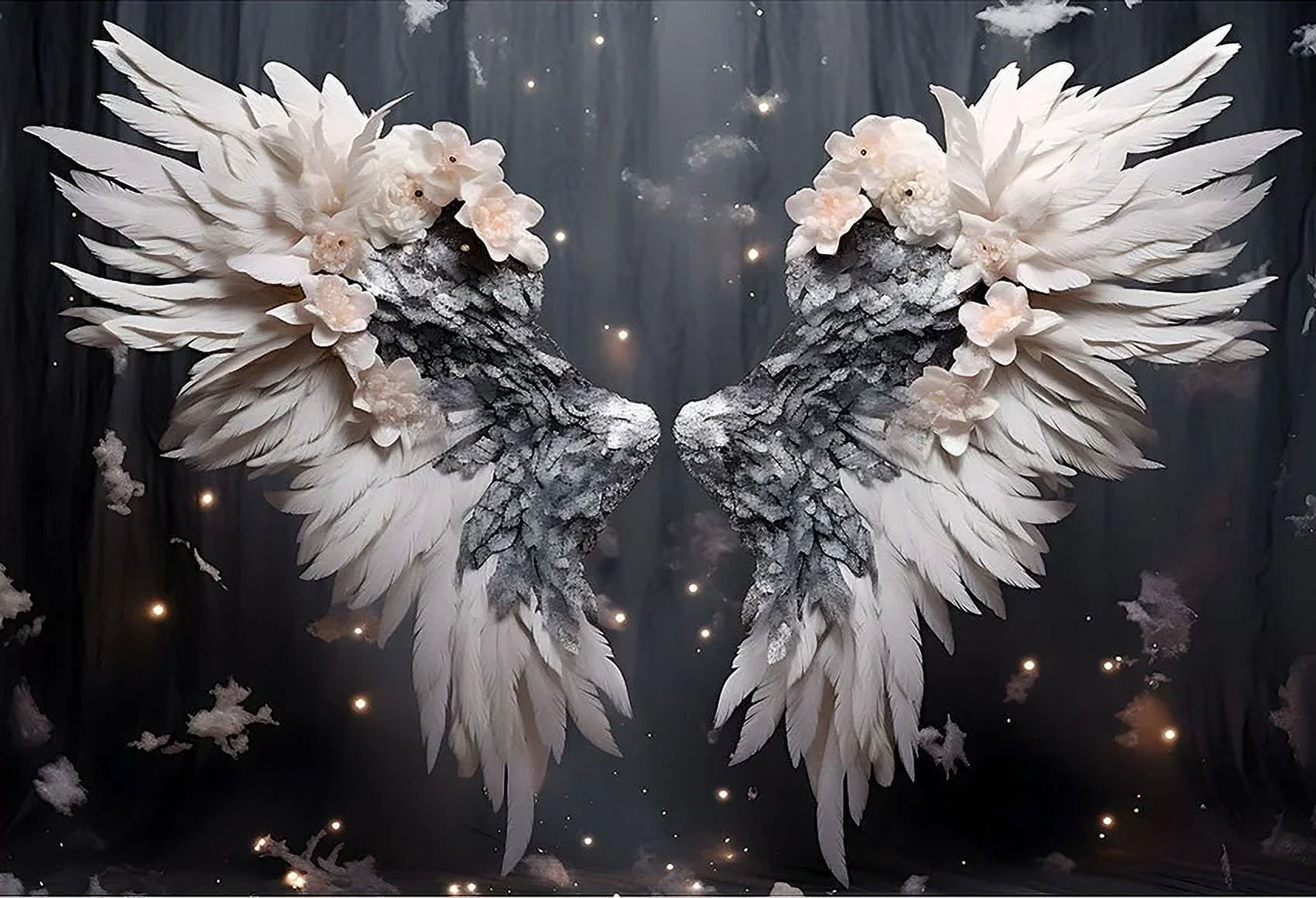 Glitter Silver Angel Wings Adult Birthday Wedding Maternity Portrait r ...