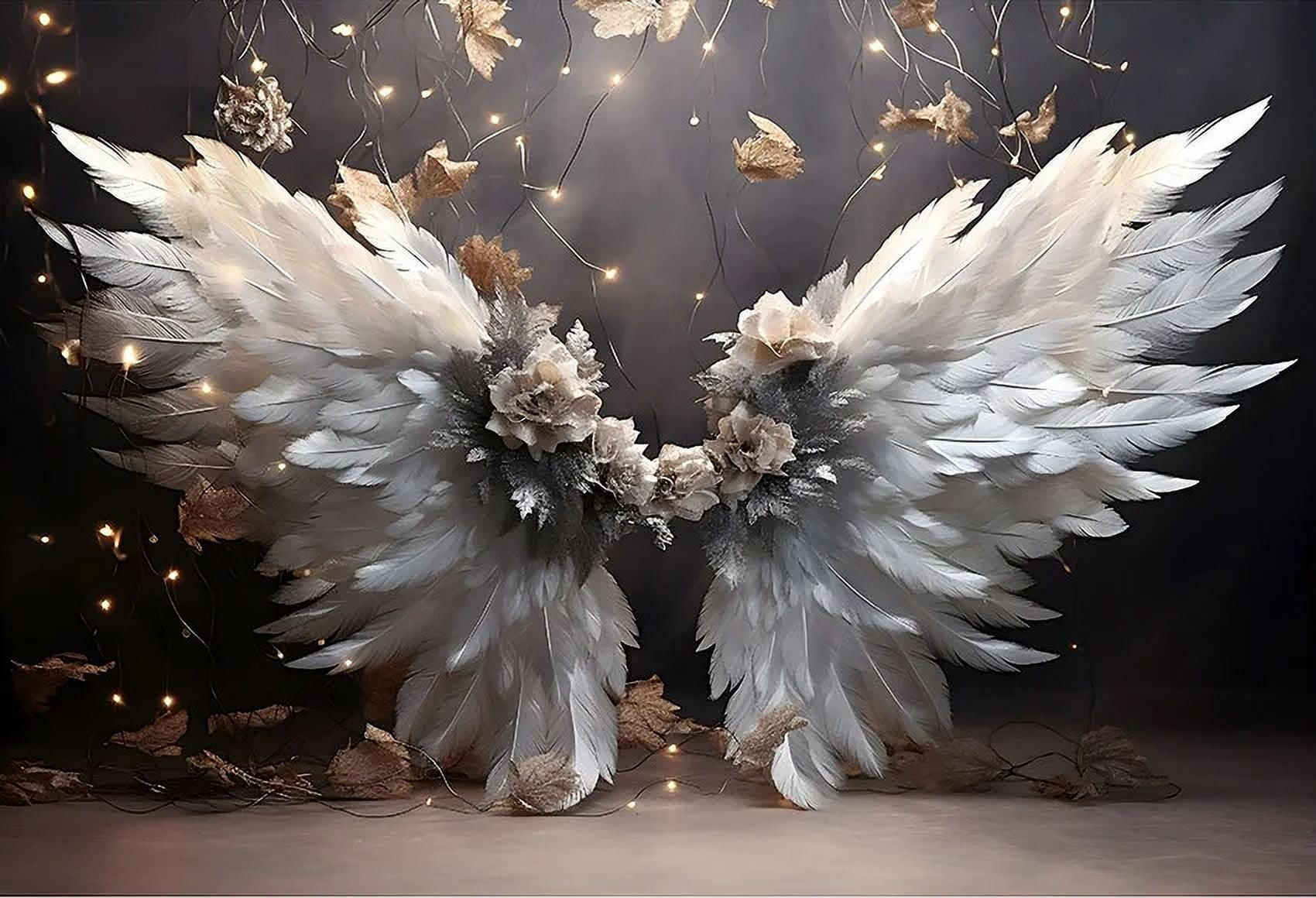 Glitter Silver Angel Wings Adult Birthday Wedding Maternity Portrait r ...