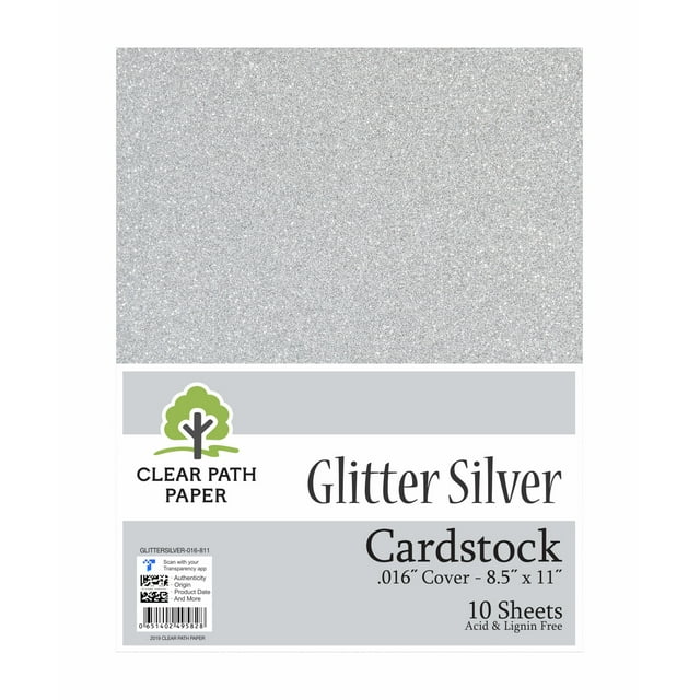Glitter Silver Cardstock - 8.5 x 11 inch - .016" Thick - 10 Sheets ...