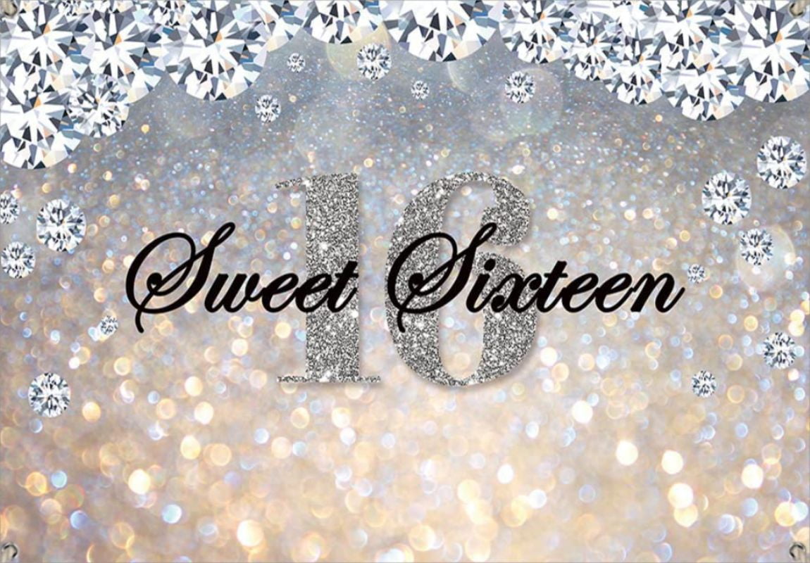 Glitter Silver Pink Bokeh Spot Sweet16 Backdrops Rose Gold 16th Birthday Party Background ...