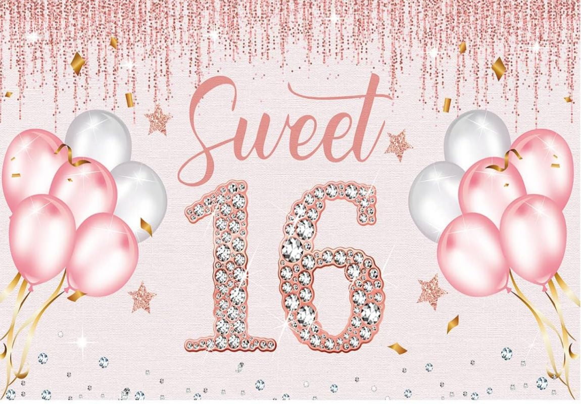 Glitter Silver Pink Bokeh Spot Sweet16 Backdrops Rose Gold 16th Birthday Party Background ...