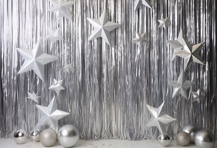 Glitter Silver Stars Balloons Kids Adult Birthday Wedding Portrait r ...