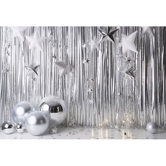 Glitter Silver Stars Balloons Kids Adult Birthday Wedding Portrait r ...