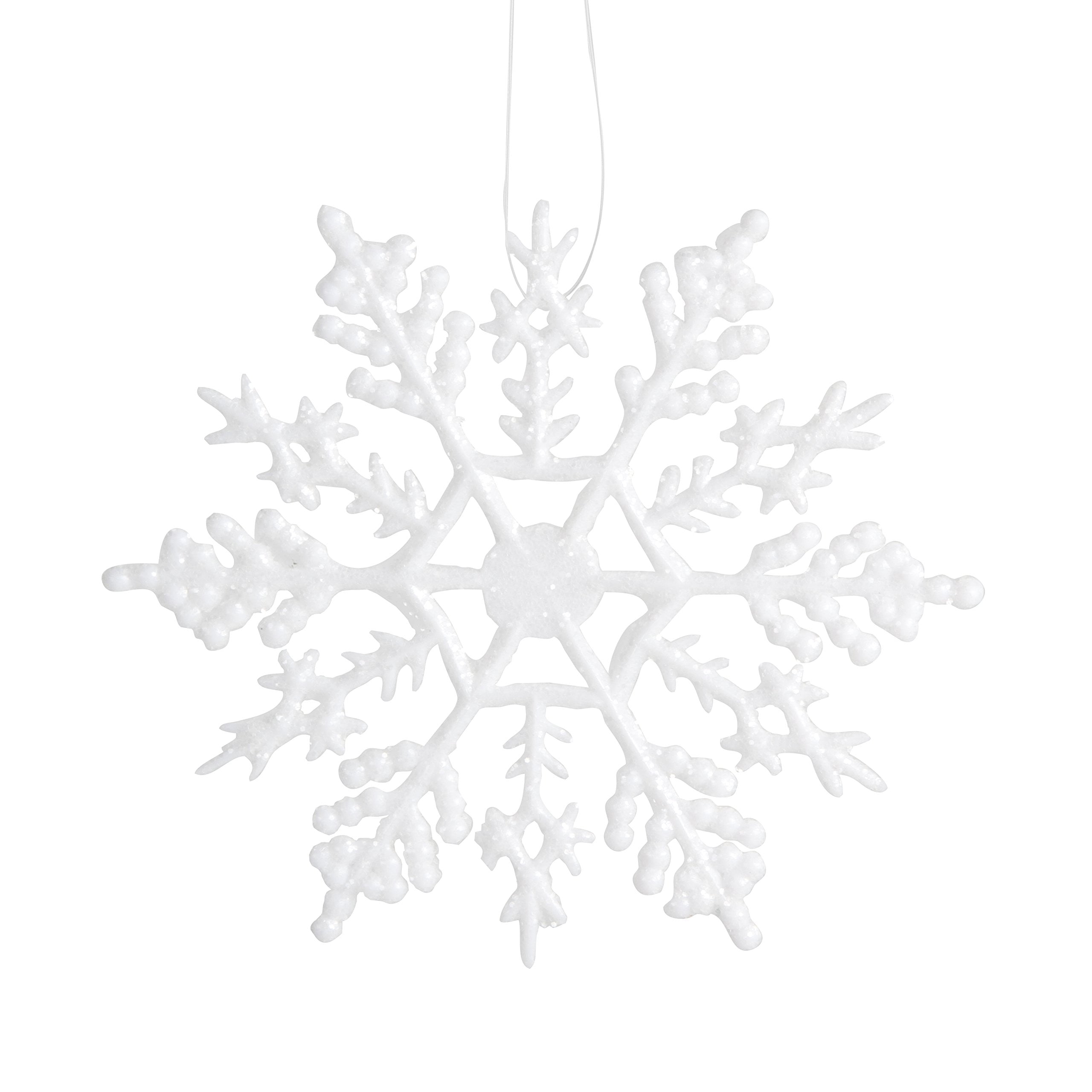Glitter Snowflake Ornaments: 4 inch White Glitter Snowflakes - Walmart.com