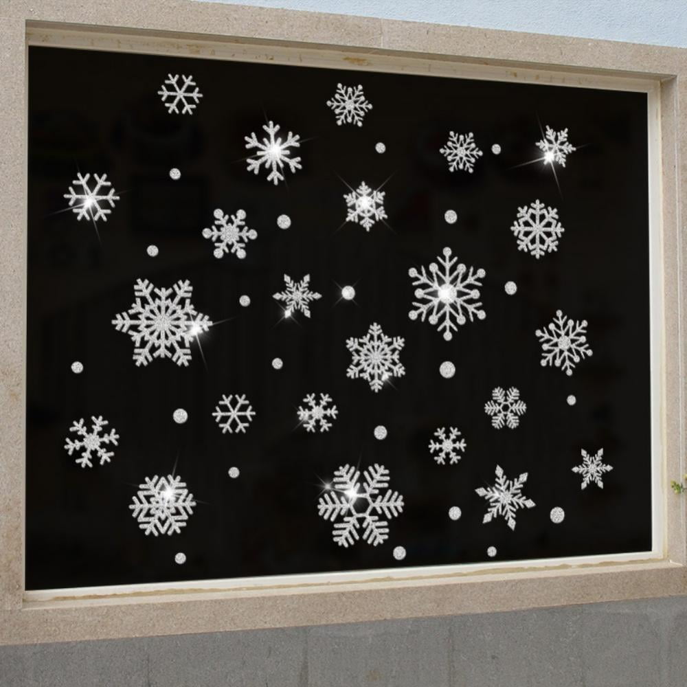 Glitter Snowflake Window Stickers 27PCS Sparkling Snowflake Window ...