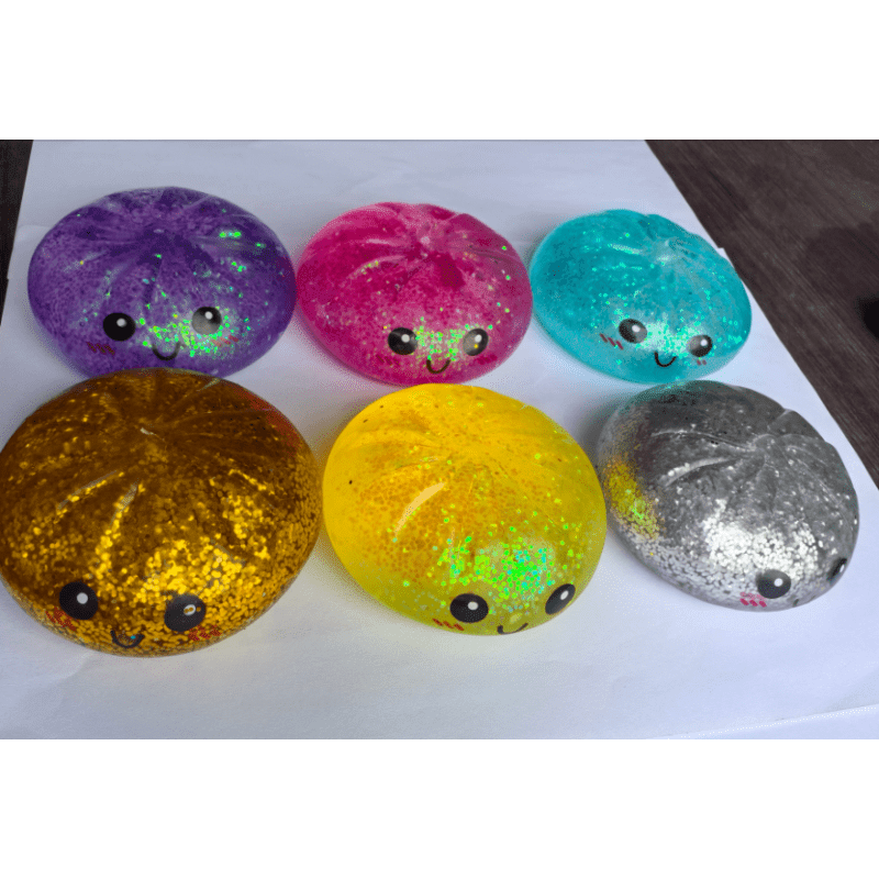 Glitter Soft Dumpling Squishy, Colorful Dumplings Stress Balls Fidget ...