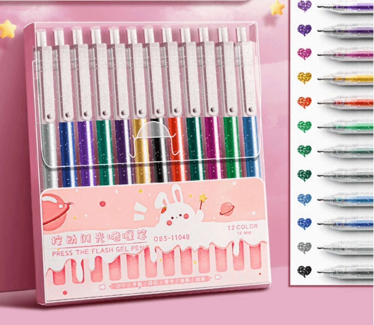 Glitter Sparkle Coloring Art Gel Pen Set,Sparkle Art Gel Pens for ...