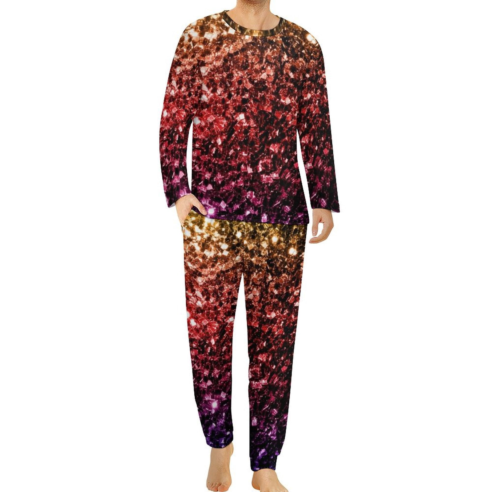 Glitter Sparkle Pajamas Spring Colorful Print Bedroom Sleepwear Man 2 ...