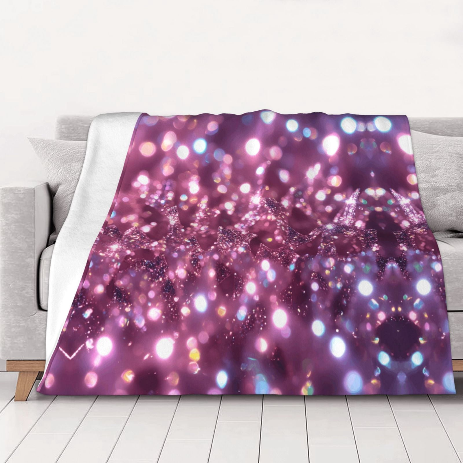 Glitter Sparkles Shimmer Warm Cozy Plush Throw Blanket for Couch Bed ...