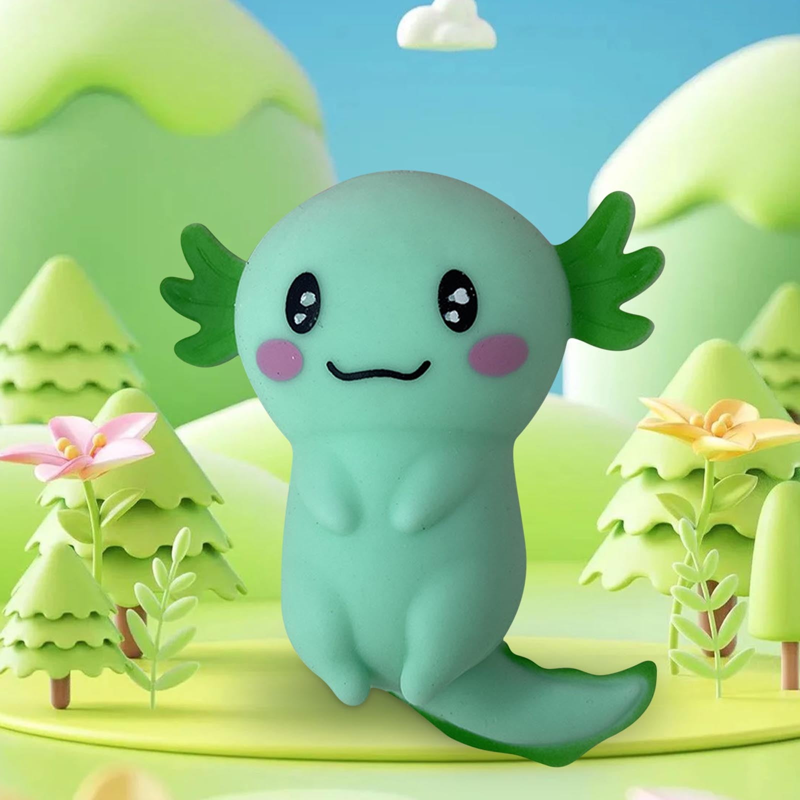 Glitter Squishy Stress Relief Axolotl Toy, Cute Flour Filled Sensory ...